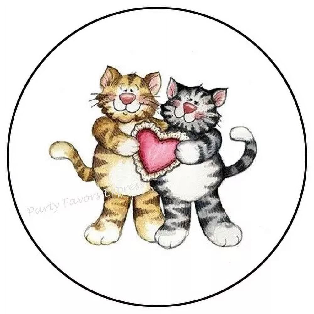 Cats Holding Heart Sticker Party Favors Sticker Envelope Seals Labels ...