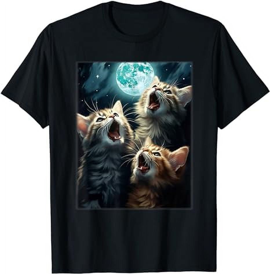 Cats Howling At The Moon Funny Cat Meme Alpha Male Kitten T-Shirt ...