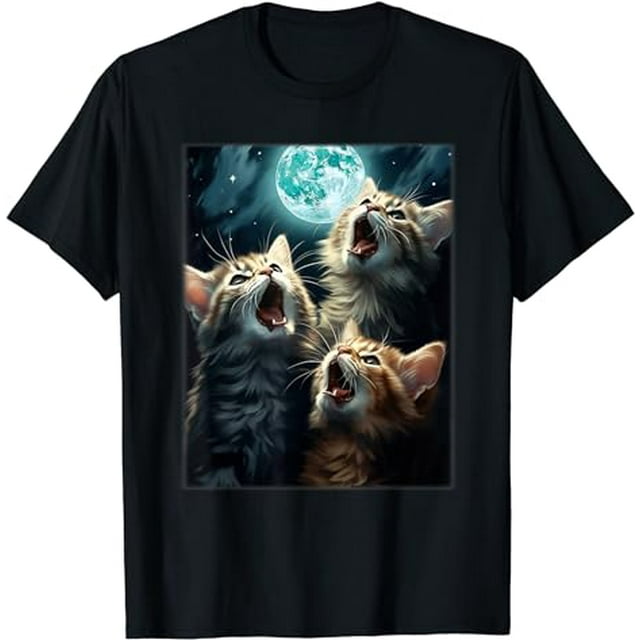 Cats Howling At The Moon Funny Cat Meme Alpha Male Kitten T-Shirt ...