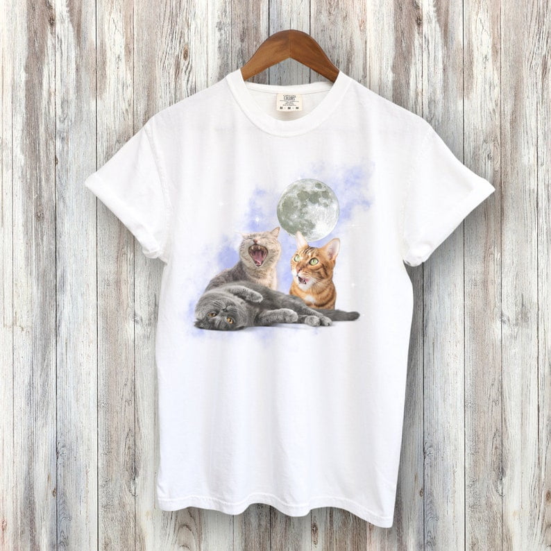 Cats Howling at Moon Shirt – Ironic Meme Tee, Weirdcore Born to Slay ...