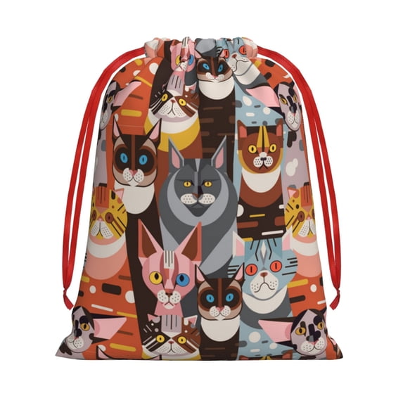 Cats In Funny Poses Drawstring Gift Bag Soft Pouch Reusable Favor Bags ...