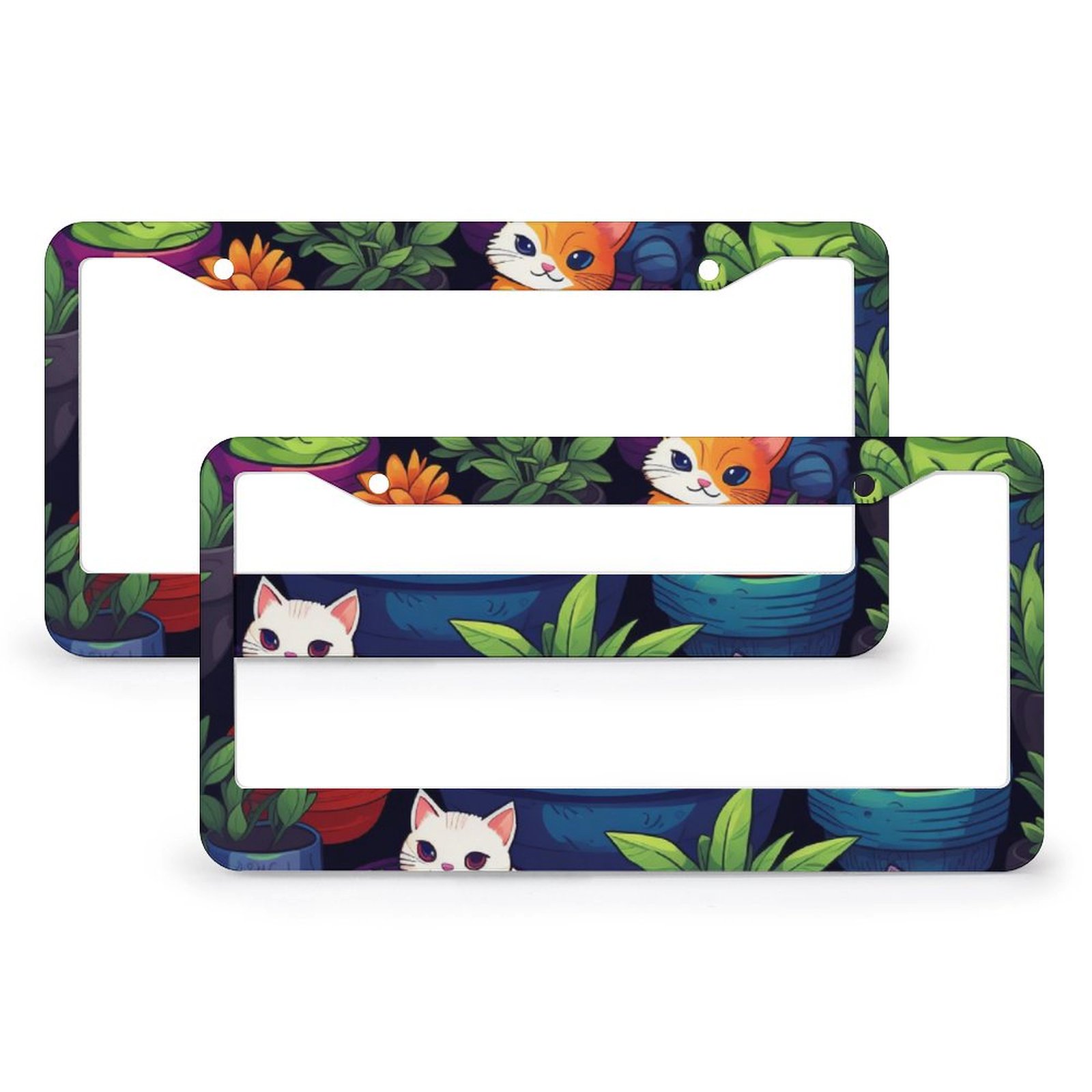 Cats In Pots License Plate Cover 2 Pieces Funny Cat License Plate Cover ...