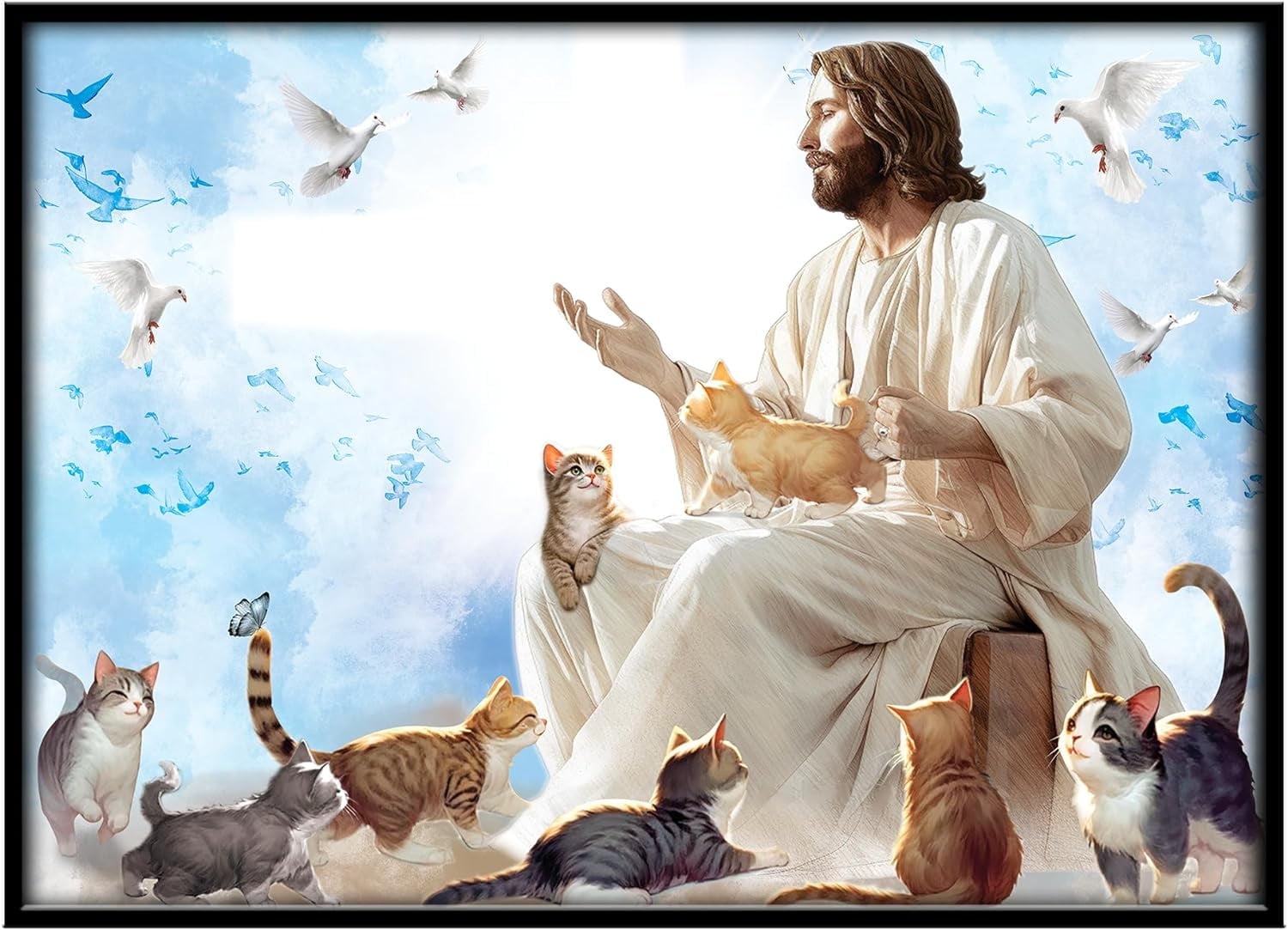 Cats Jesus Surrounded By Cats Canvas 1.5in 24" x 16" - Walmart.com