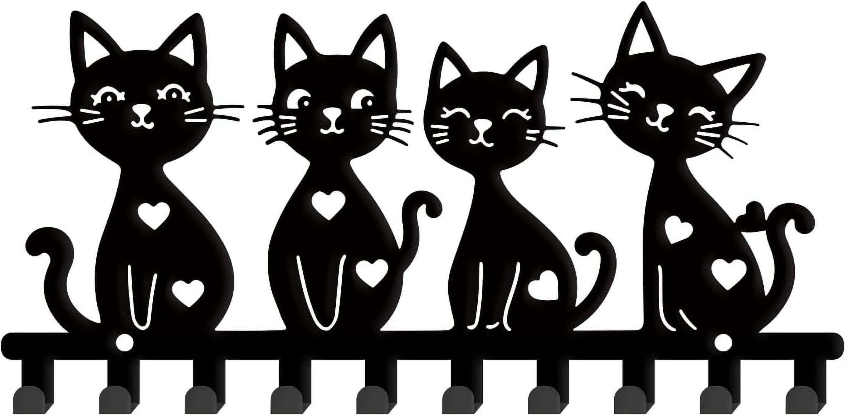 Cats Key Holder Wall Mount Animal Key Hanger 10 Hooks Farmhouse Key ...