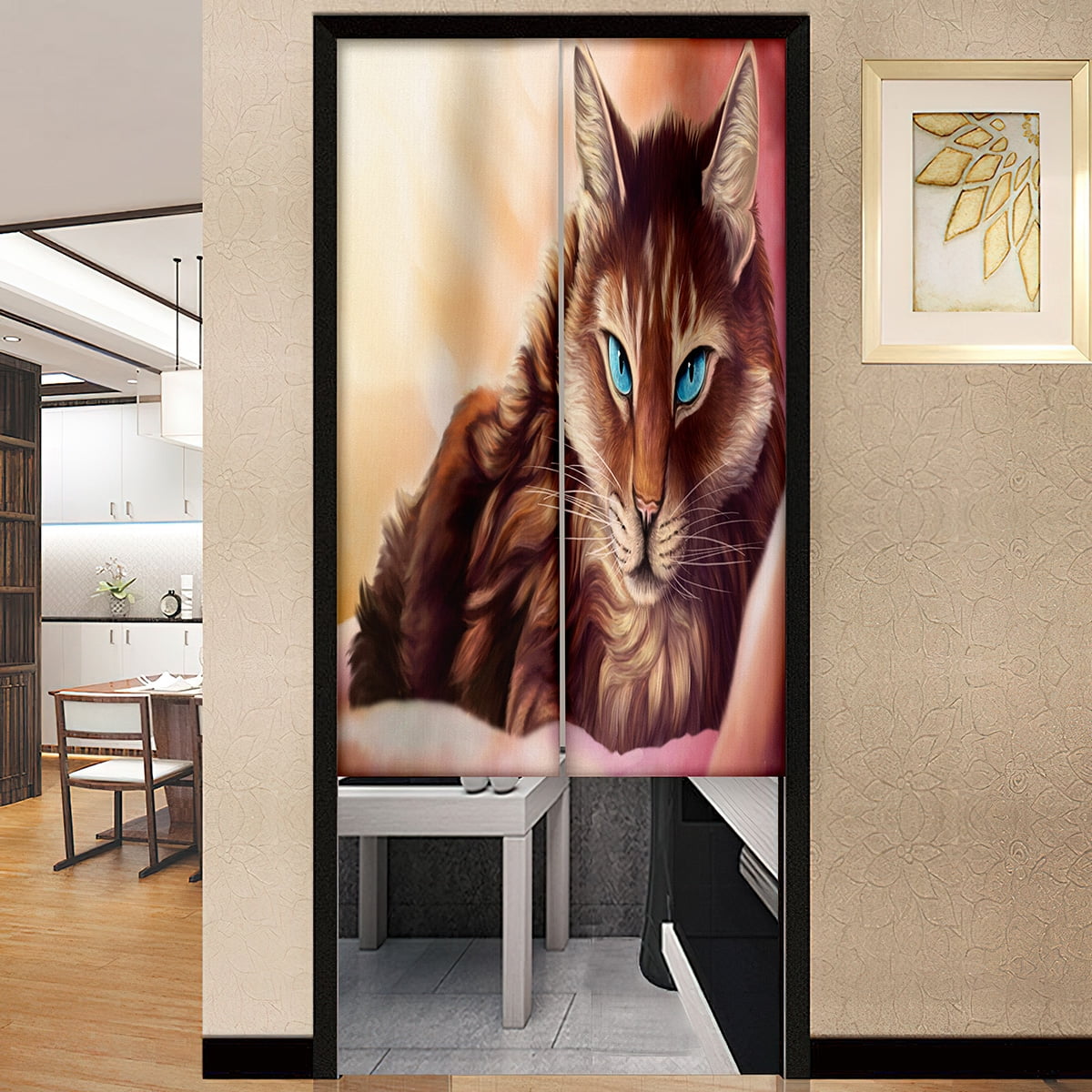 Cats Kitten Headphs Door Curtain Dust Proof Kitchen Cover with Half ...