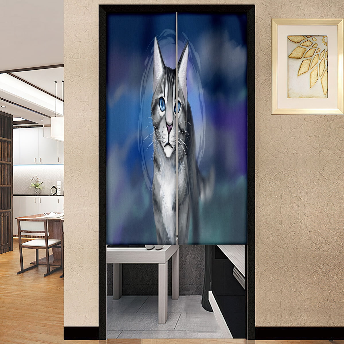 Cats Kitten Headphs Door Curtain Dust Proof Kitchen Cover with Half ...