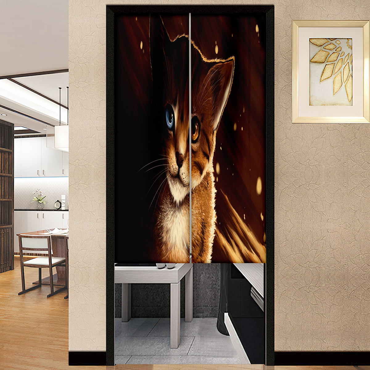 Cats Kitten Headphs Door Curtain Dust Proof Kitchen Cover with Half ...