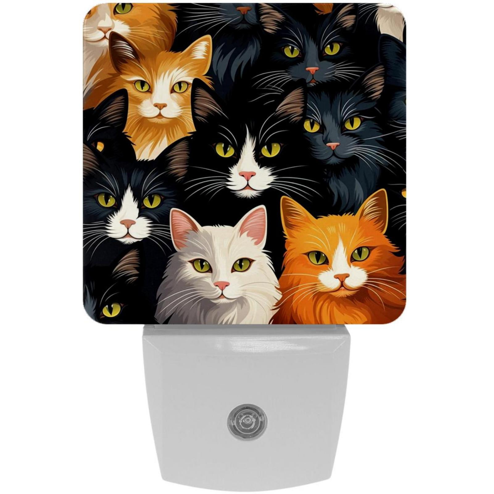Cats LED Square Night Lights - Energy Efficient Bedside Lamp with Soft ...