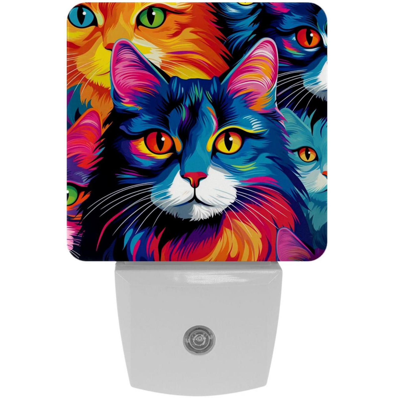 Cats LED Square Night Lights - Modern Design, Soft Glow, Energy ...