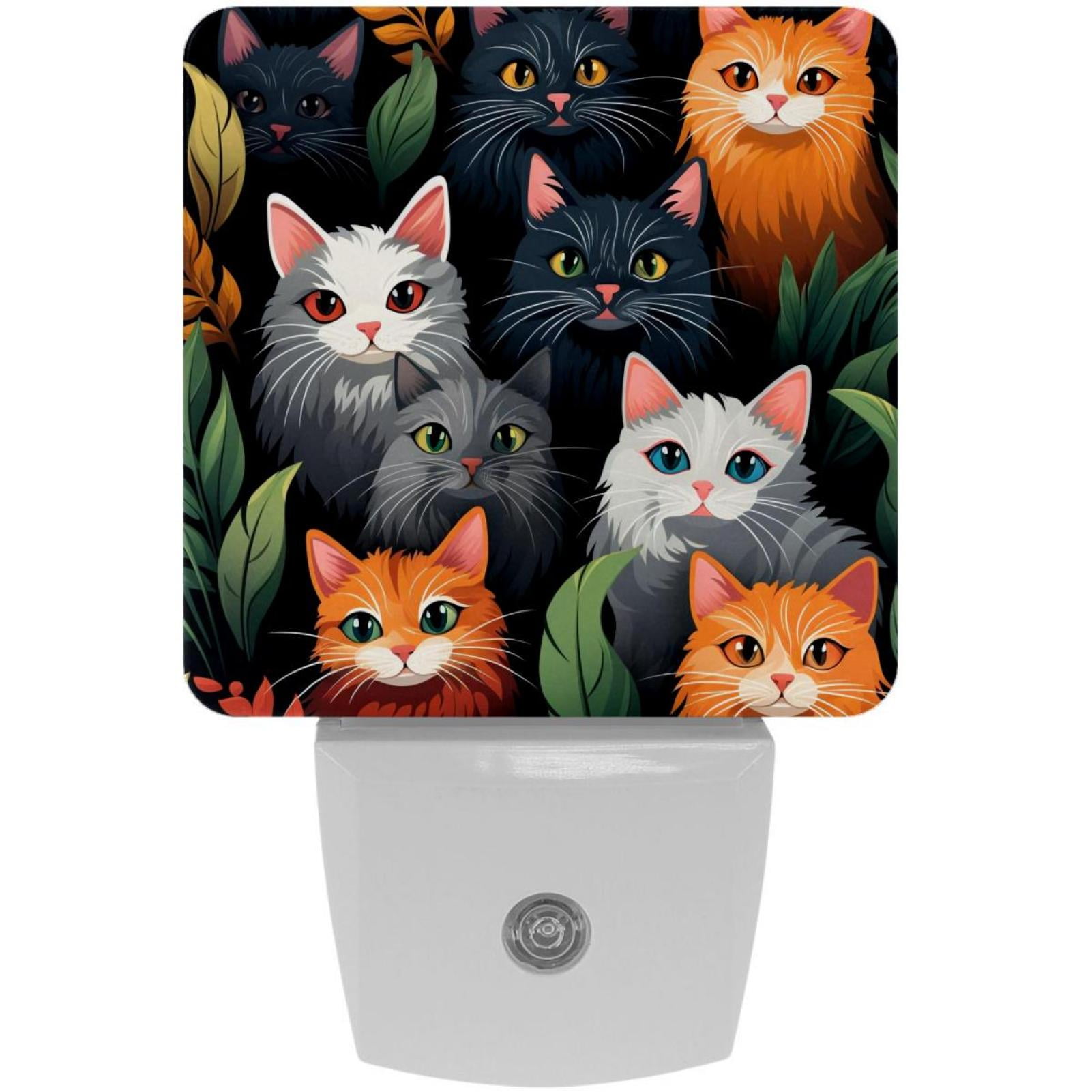 Cats LED Square Night Lights - Portable and Stylish for Bedroom and ...