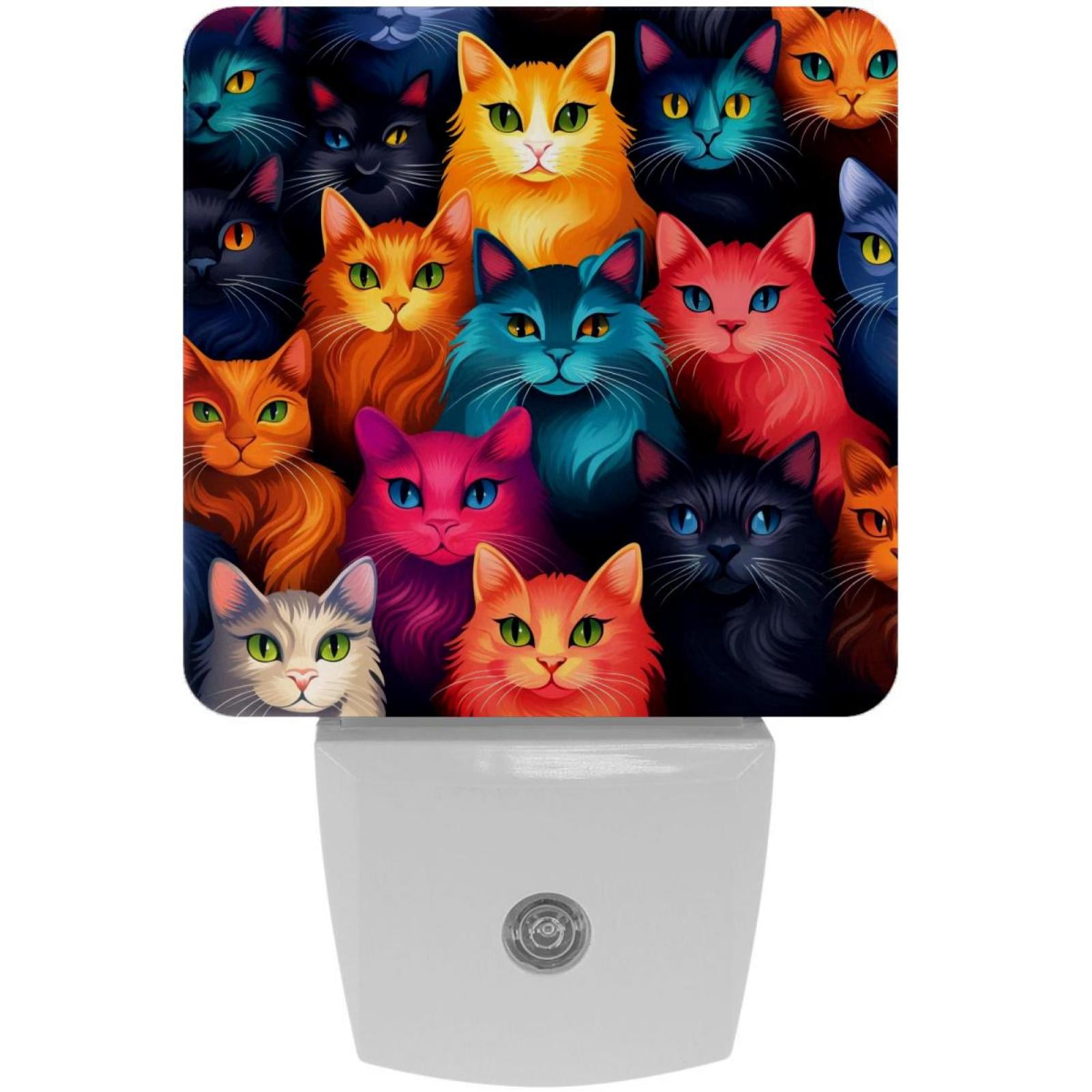 Cats LED Square Night Lights for Bedroom and Living Room, Decorative ...