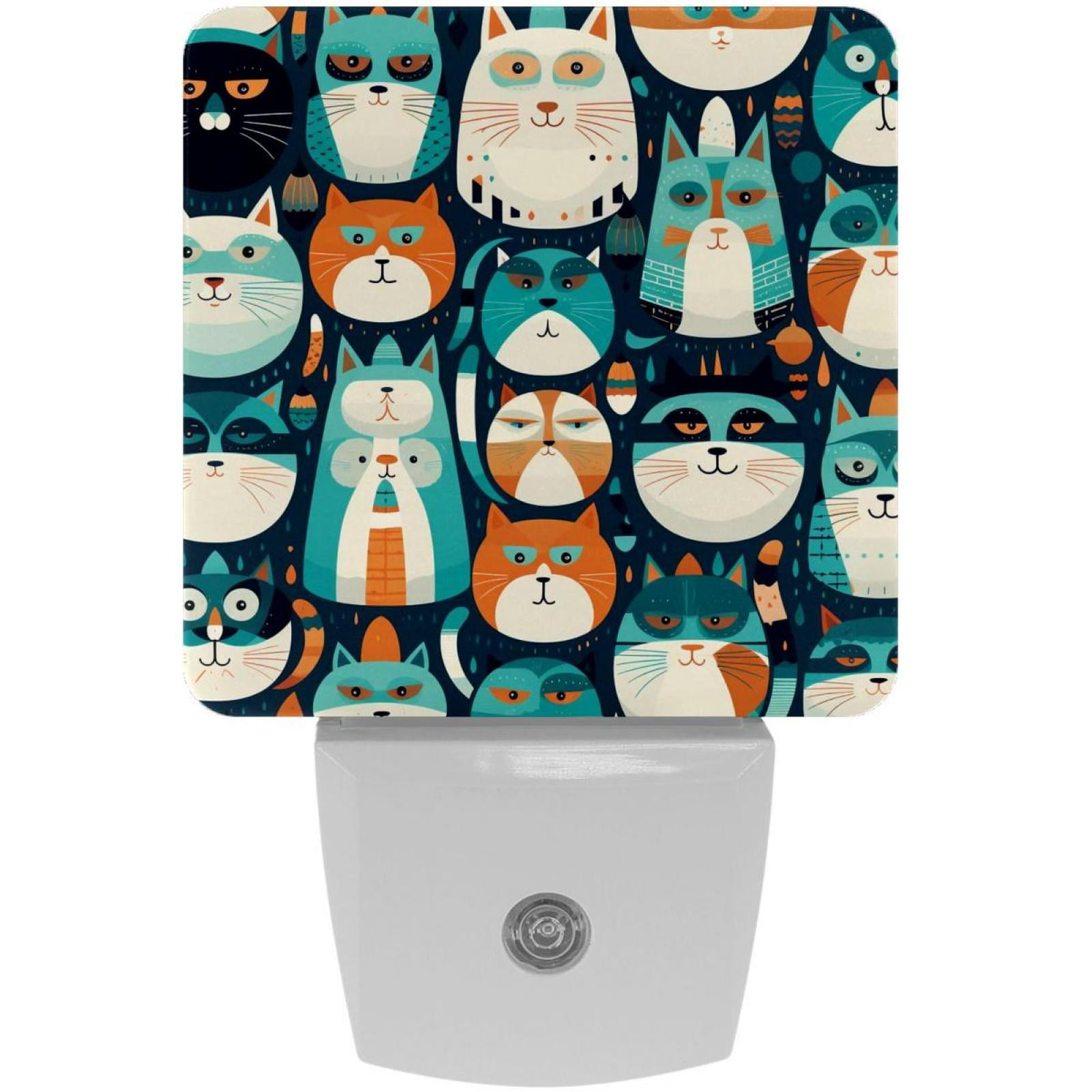 Cats LED Square Night Lights for Bedroom and Living Room, Decorative ...