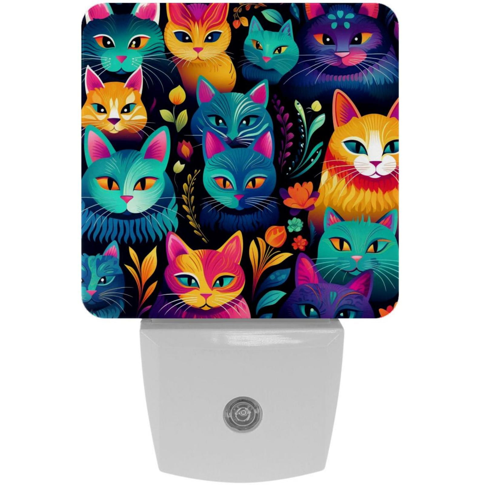 Cats LED Square Night Lights for Bedroom and Living Room, Decorative ...