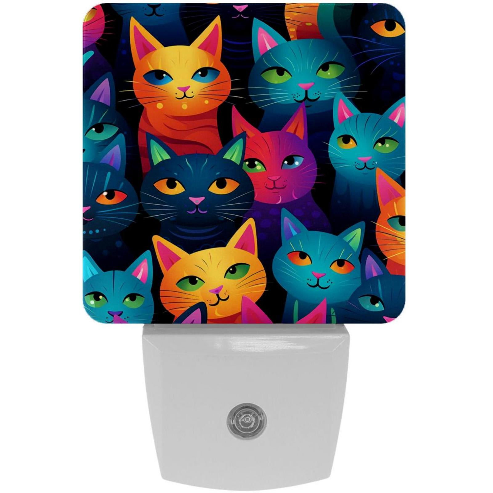 Cats LED Square Night Lights for Bedroom and Living Room, Decorative ...