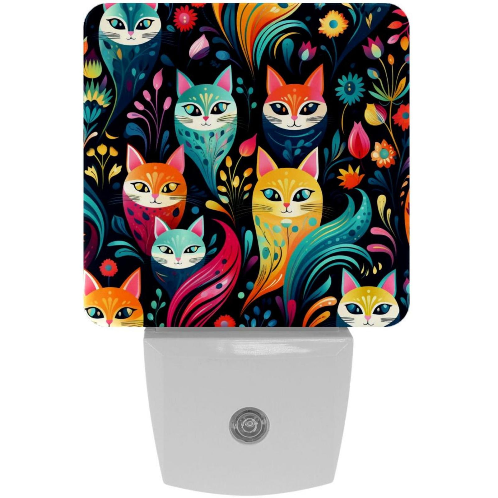 Cats LED Square Night Lights for Bedroom and Living Room, Decorative ...