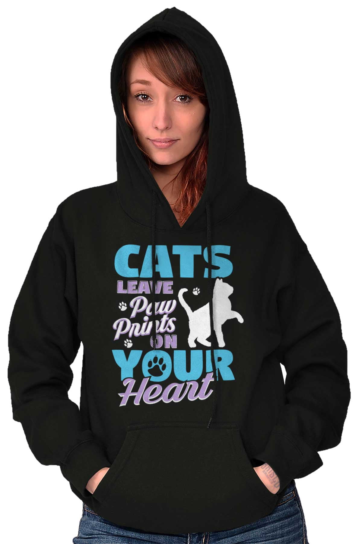 Cats Leave Paw Prints on Your Heart Women Plus Size Graphic Pullover ...