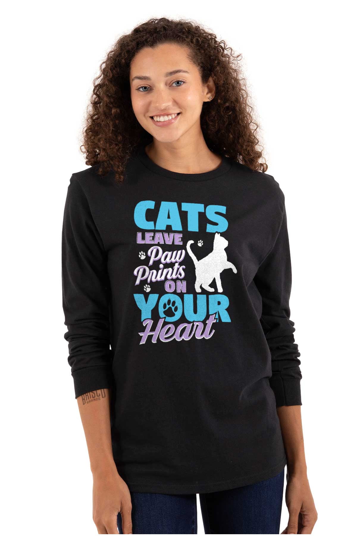 Cats Leave Paw Prints on Your Heart Women Plus Size Long Sleeve Tee ...