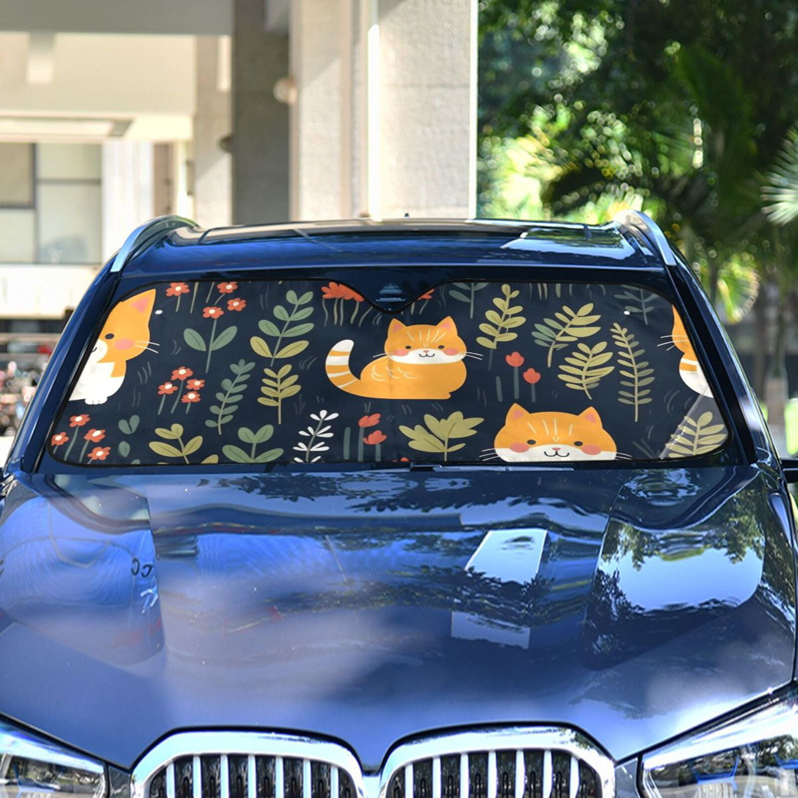 Cats Leaves Flowers Automotive Front Car Windshield Sun Shade Reflector ...
