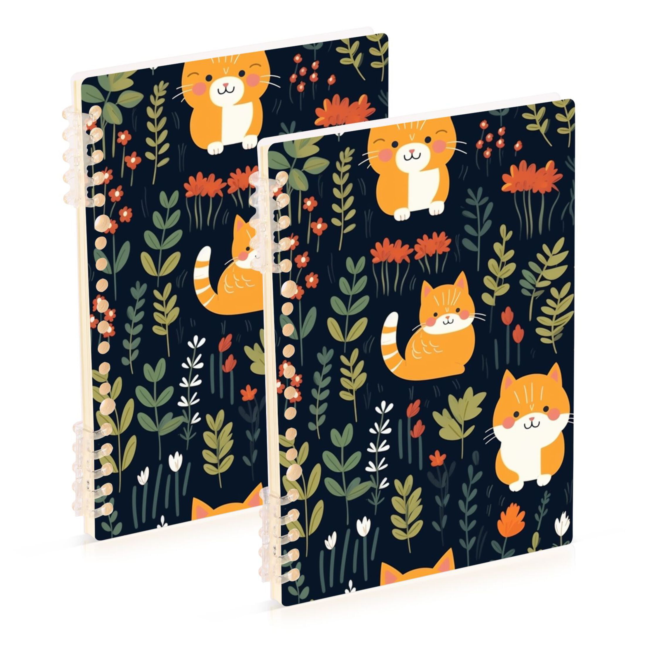 Cats Leaves Flowers Ring Binder Notebook Journey Note Diary College ...