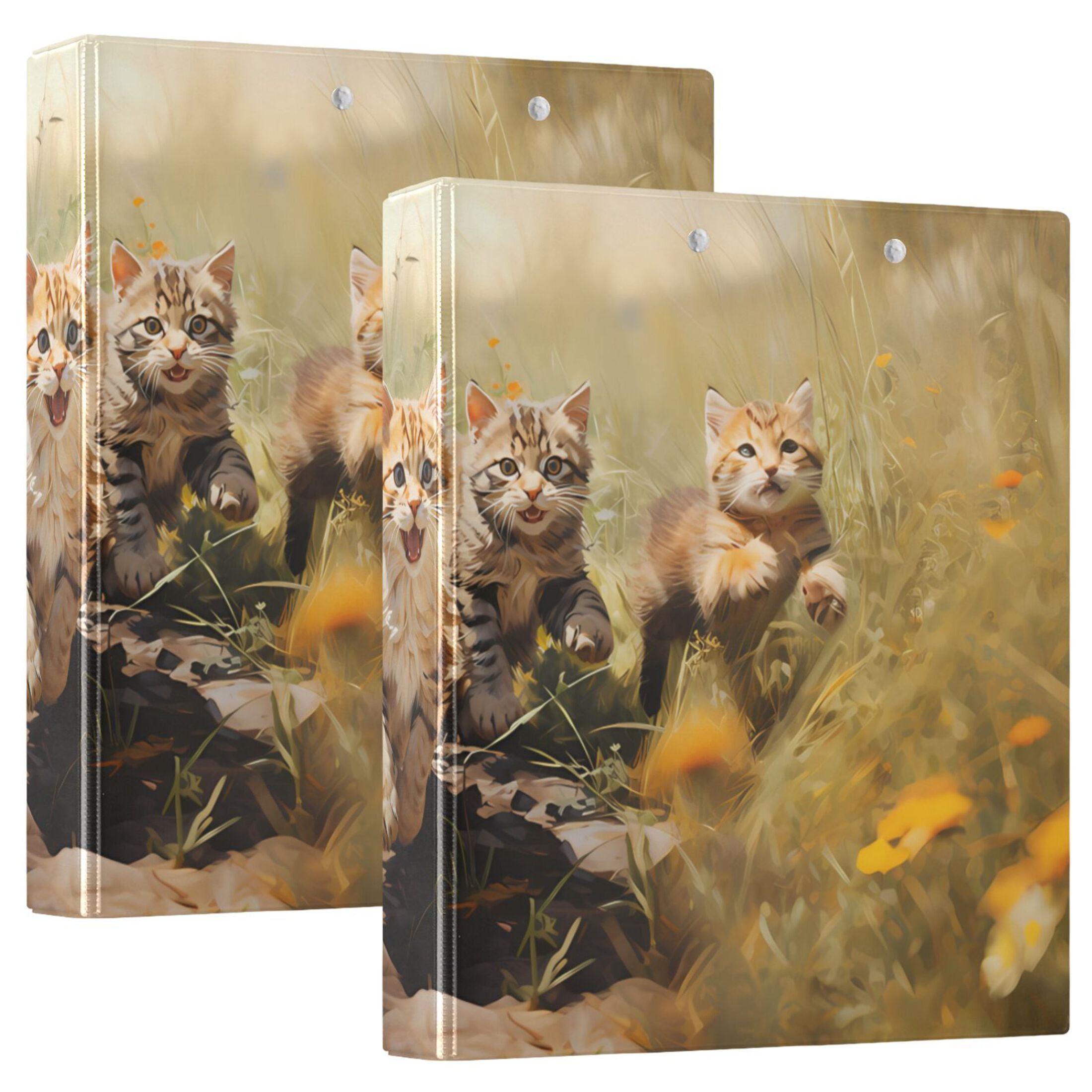 Cats Leaves and Sky 3 Ring Binders 1.5 inch Hardcover File Folders with ...