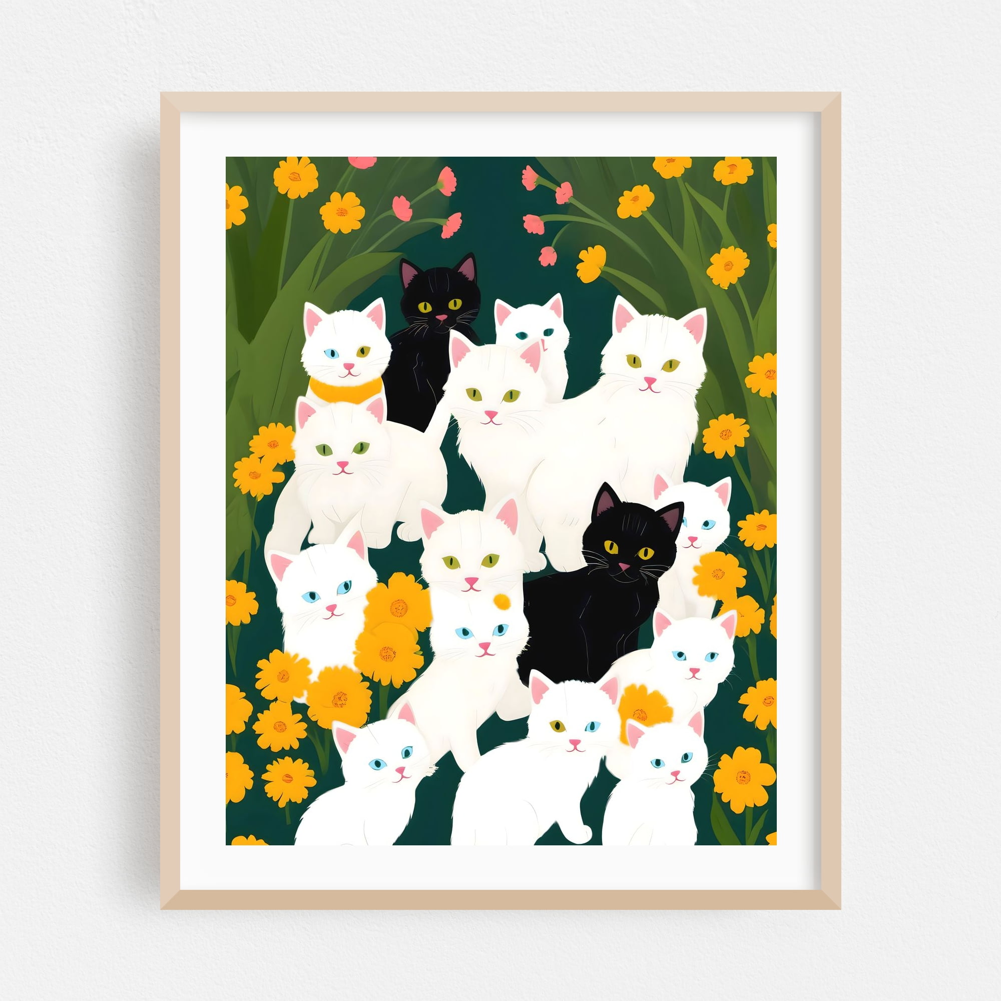 Cats Meet Up Group - India Illustration Cat Floral Animal Whimsical ...