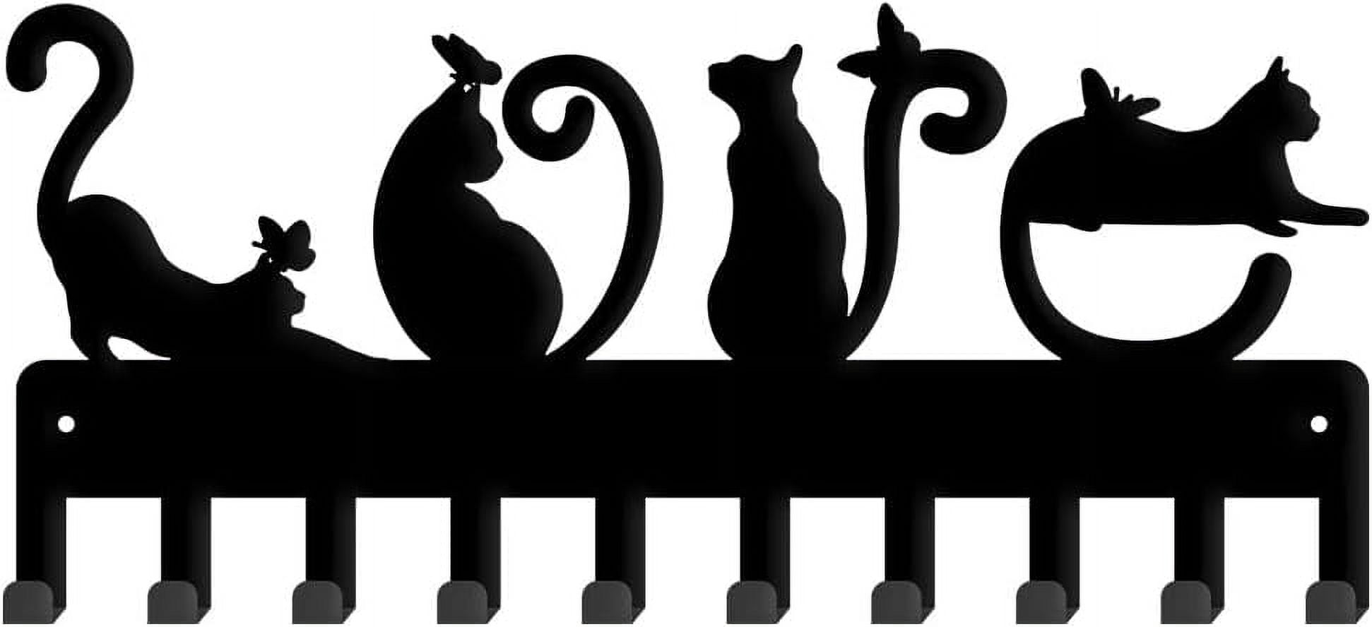 Cats Metal Key Holder Cat Love Decorative 10 Hook Key Rack Organizer ...