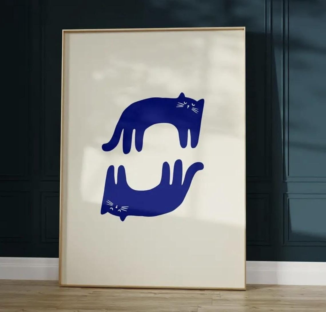 Cats Minimalist Wall Art, Home Decor, Bold Art, Colourful Art, Cat ...