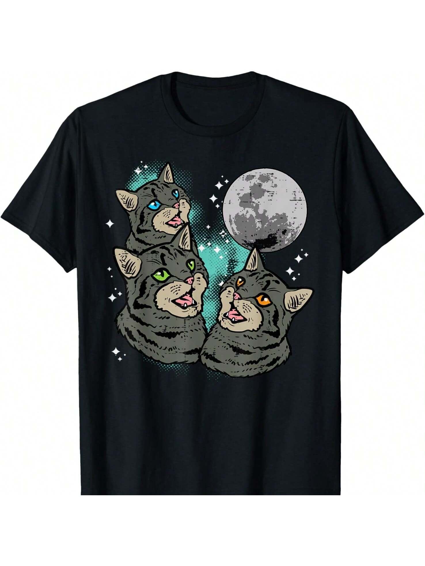 Cats Moon Howl Weird Cursed Meme Funny Kitty Men T-Shirt - Walmart.com