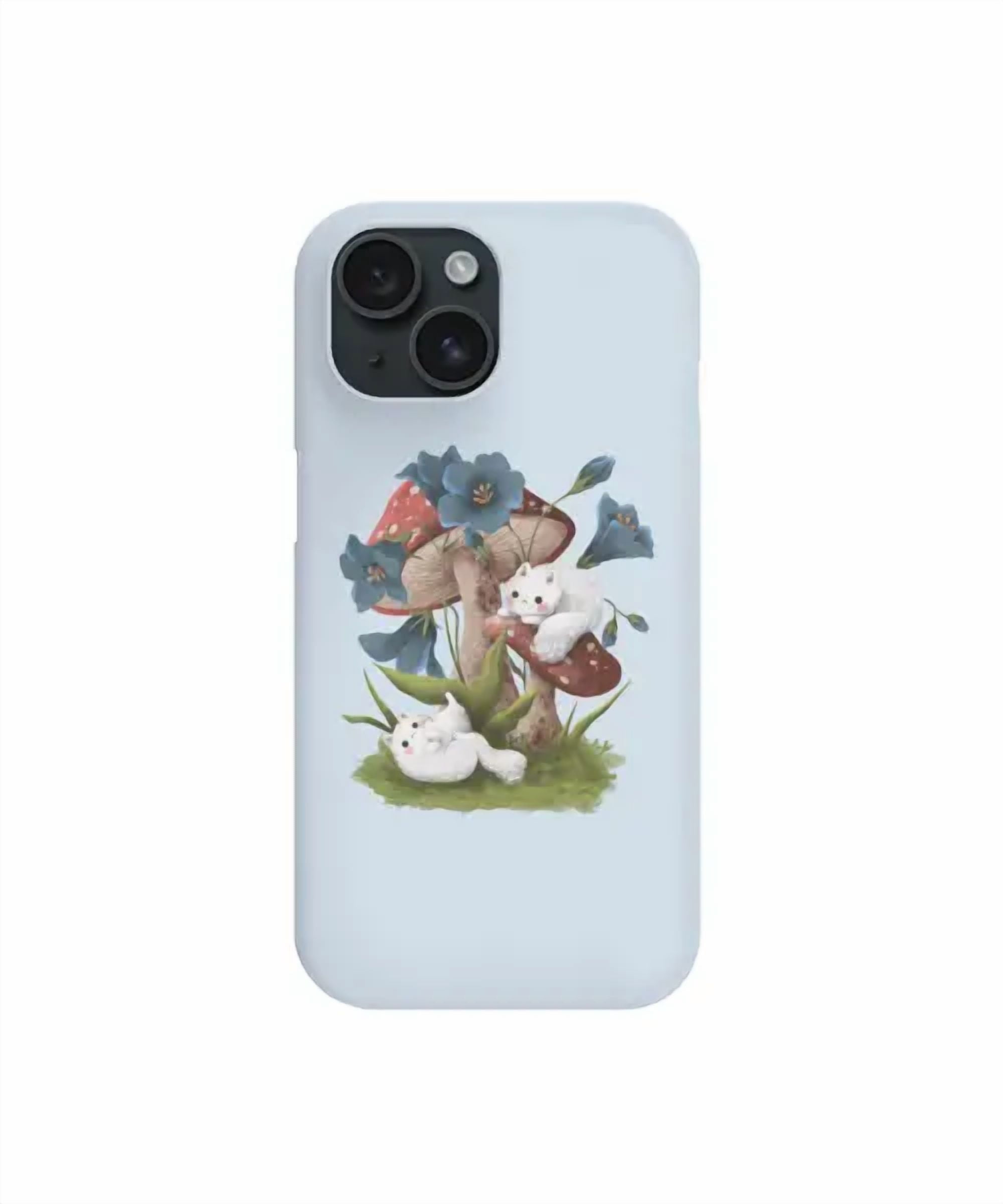 Cats Mushrooms and Flowers Cottagecore Phone Case for iPhone 16 15 14 ...