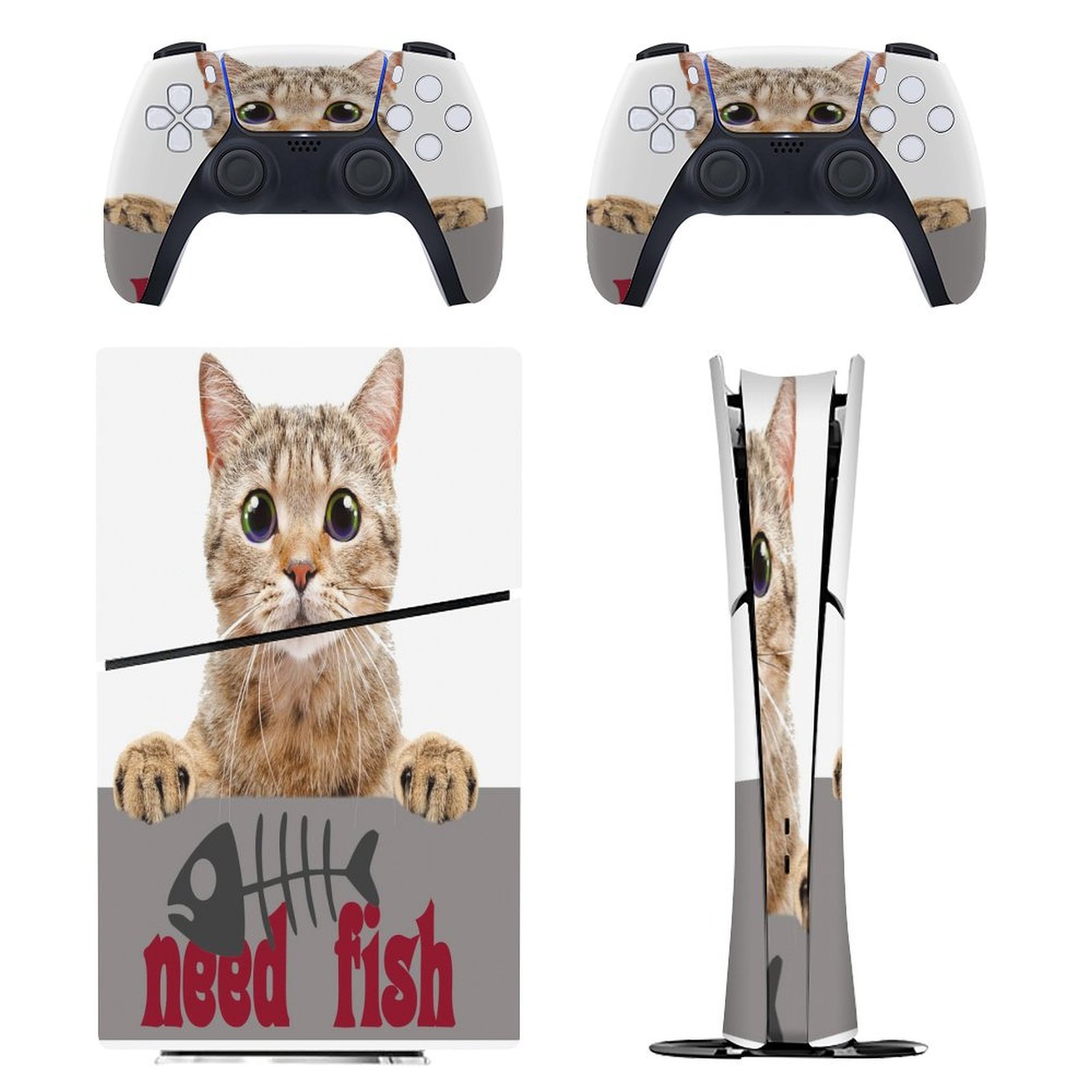 Cats Need Fish PS5/PS5 Slim Digital Disc Skin Sticker For Console And ...