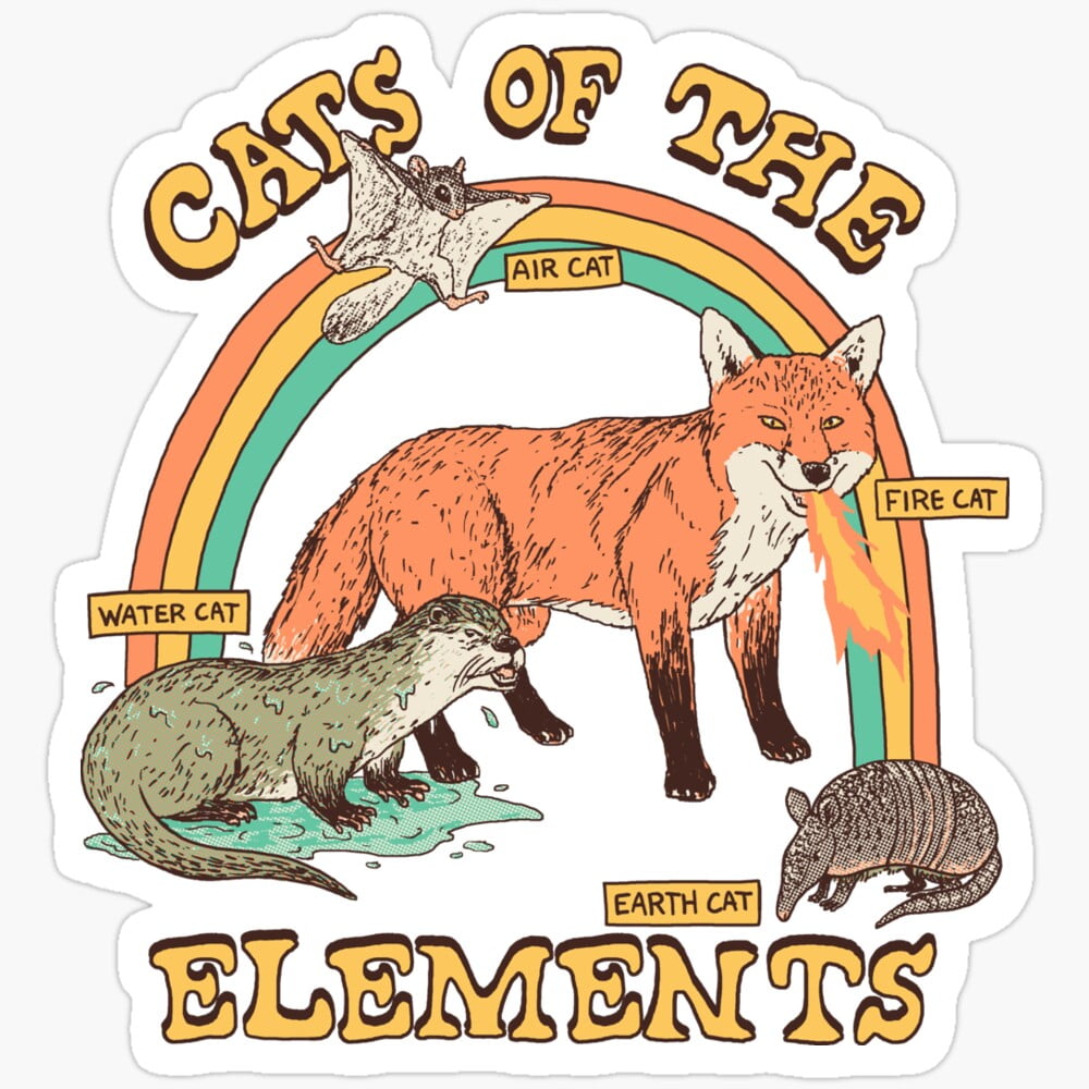 Cats Of The Elements Sticker Phone Decal Water Bottle Stickers Car ...
