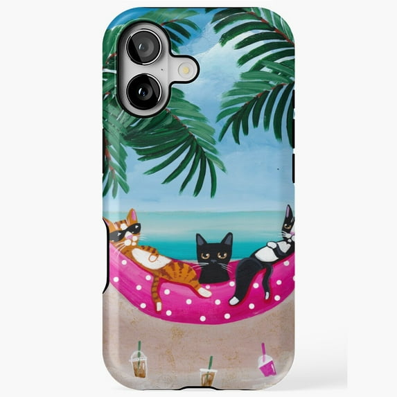 Cats On Summer Holiday Art Case for iPhone 11 12 13 14 15 16 17 Pro Max ...