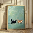 Cats On Wire Black Cat Minimalist Pet Orange Tabby Whimsical Cat Lover ...
