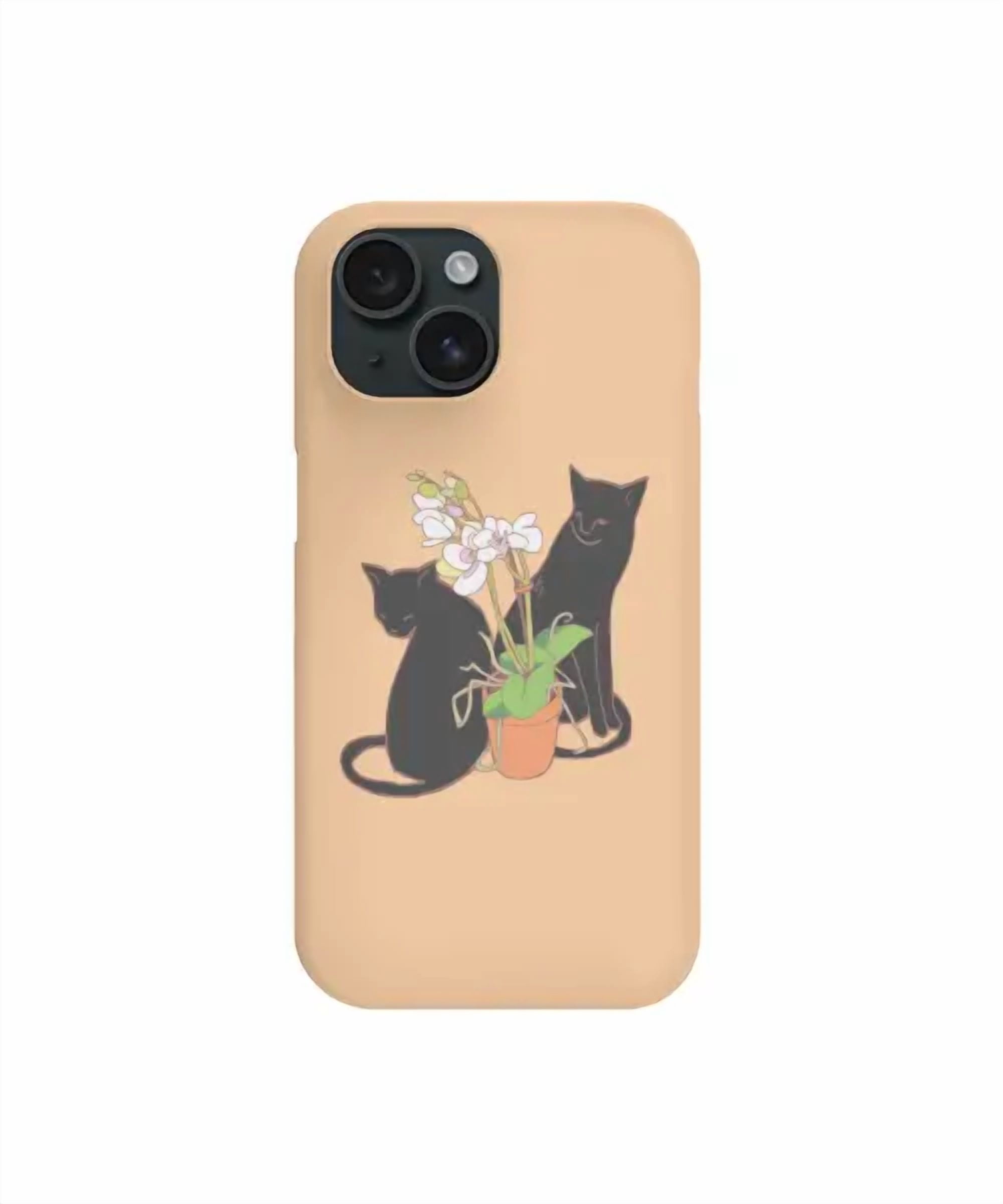 Cats & Orchid Botanical Pet Flower Art Phone Case for iPhone 16 15 14 ...