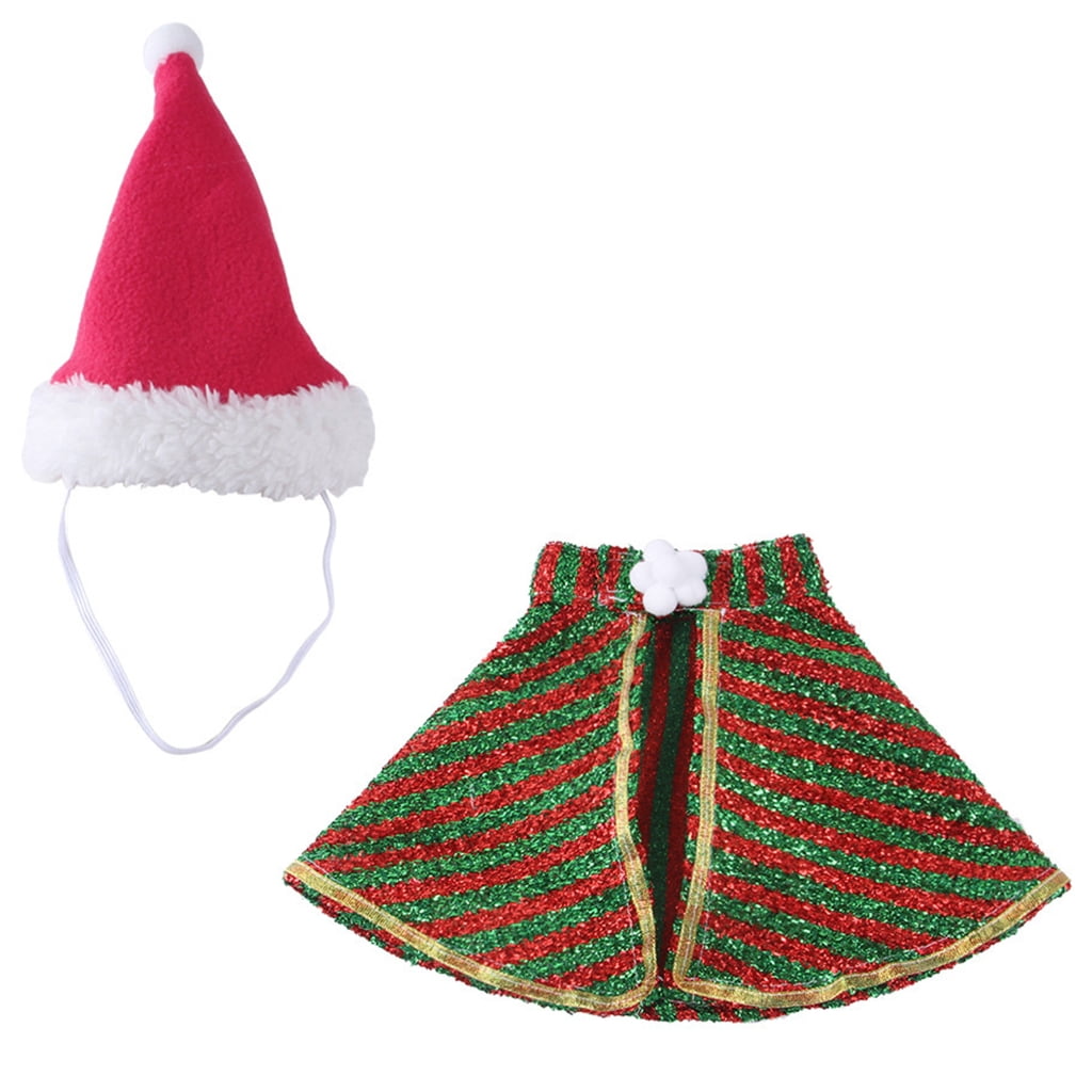 Cats Outfit Christmas Dog Costume Theme Party Santa Hat Outfit Cosplay ...