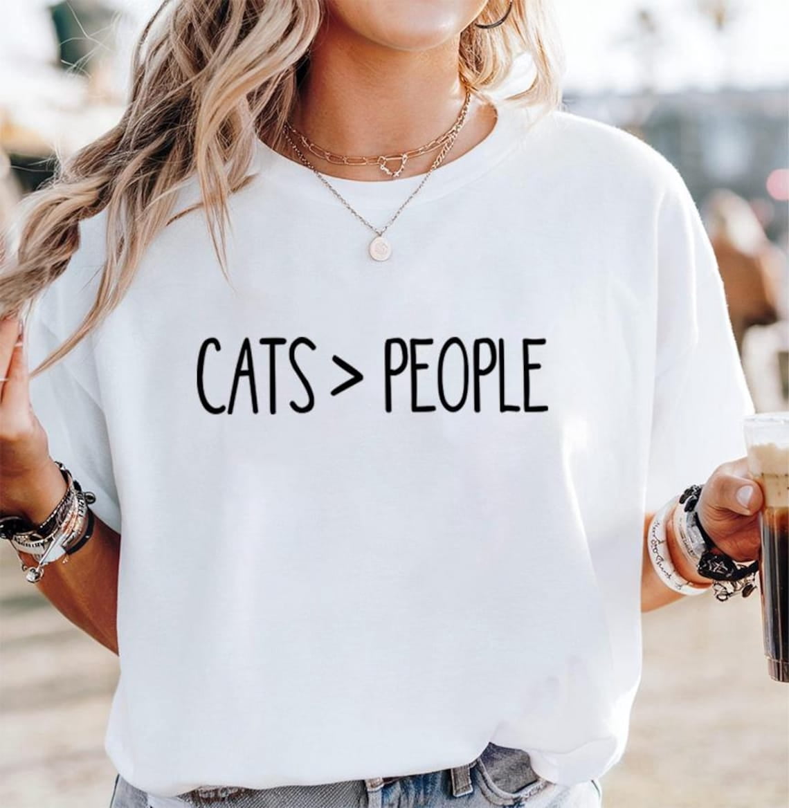 Cats Over People Shirt Cute Cat Lover Gift Soft Everyday Apparel Tee ...