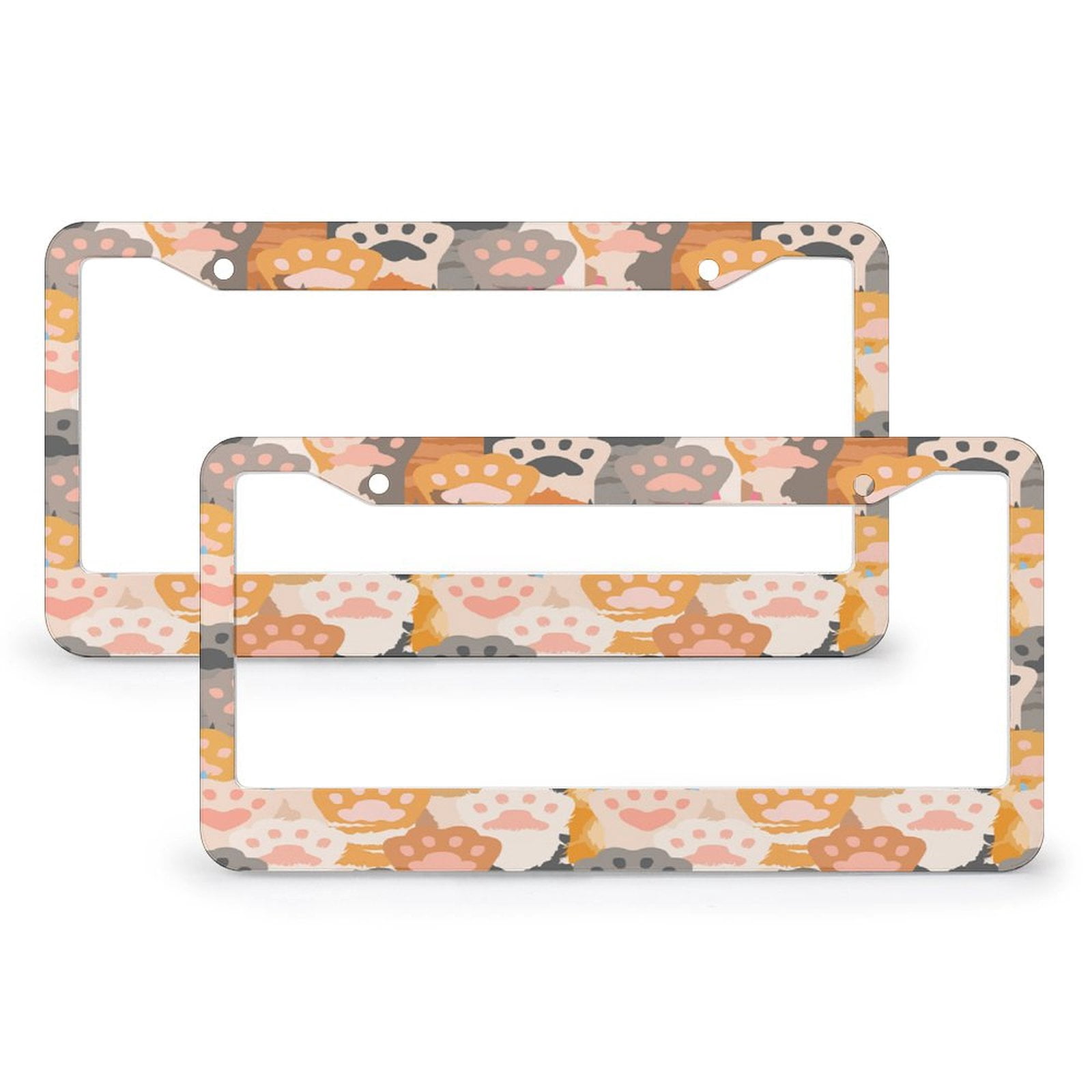 Cats Paw Pattern Cute Kitten Foot Background License Plate Frame - 2 ...