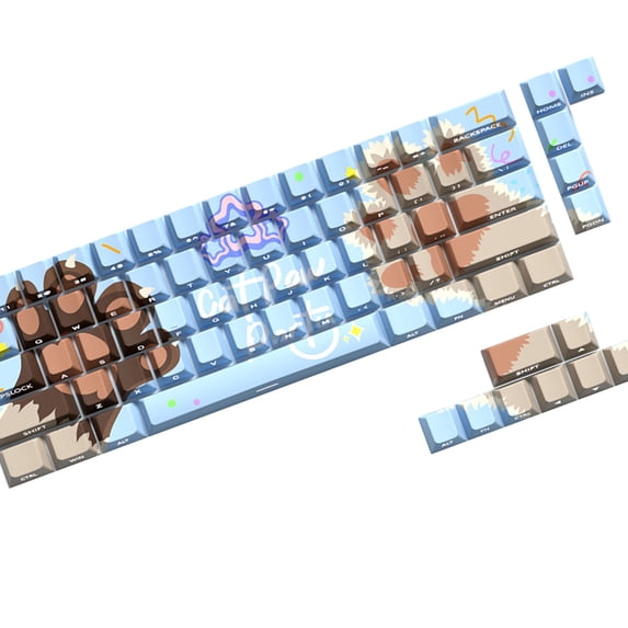Cats Paws Party Theme Keycap Set PBTs Original 74Keys Side Engraveds ...