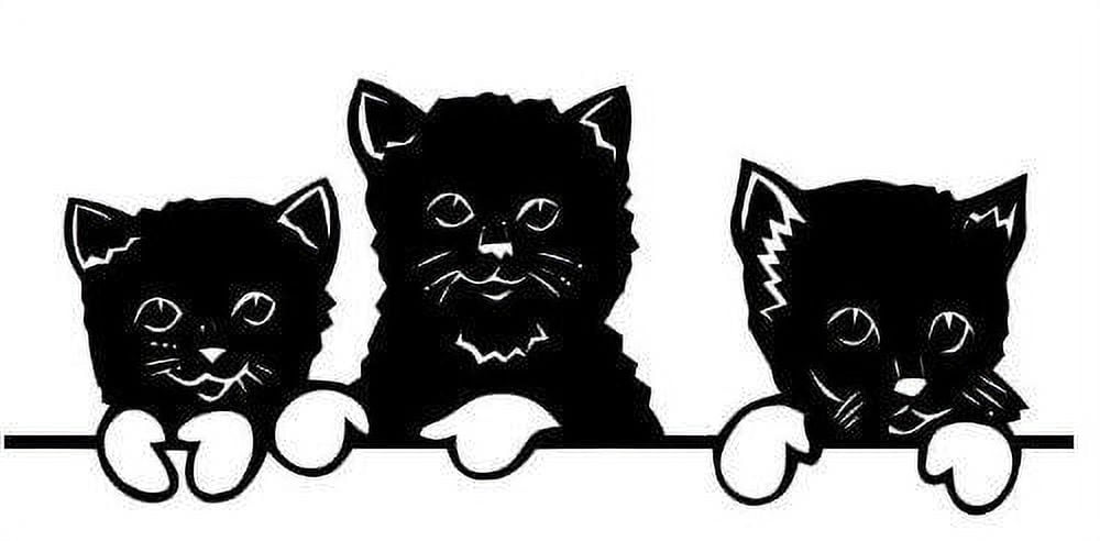 Cats Peaking Over Wall - Wall Decal Picture Art – Living Room – Home ...
