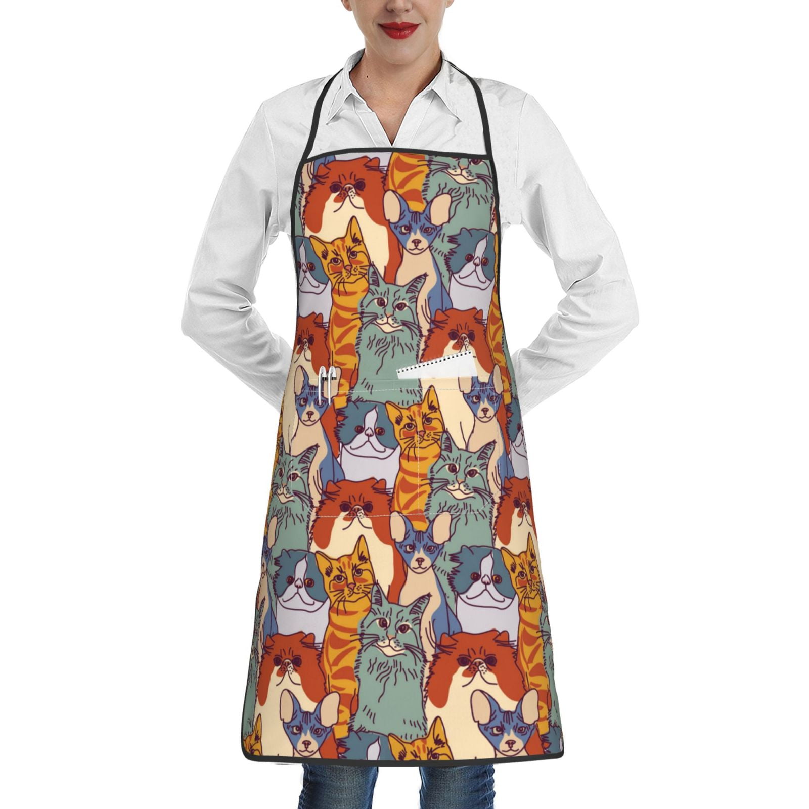 Cats Pets Cute Apron with Pocket Cooking Waterproof Bib Aprons for ...