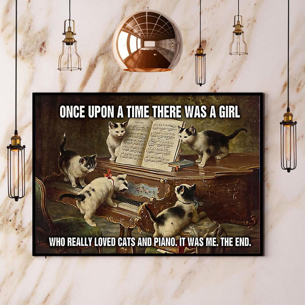 Cats & Piano A Girl Who Really Loved Cats And Piano Paper Poster No ...