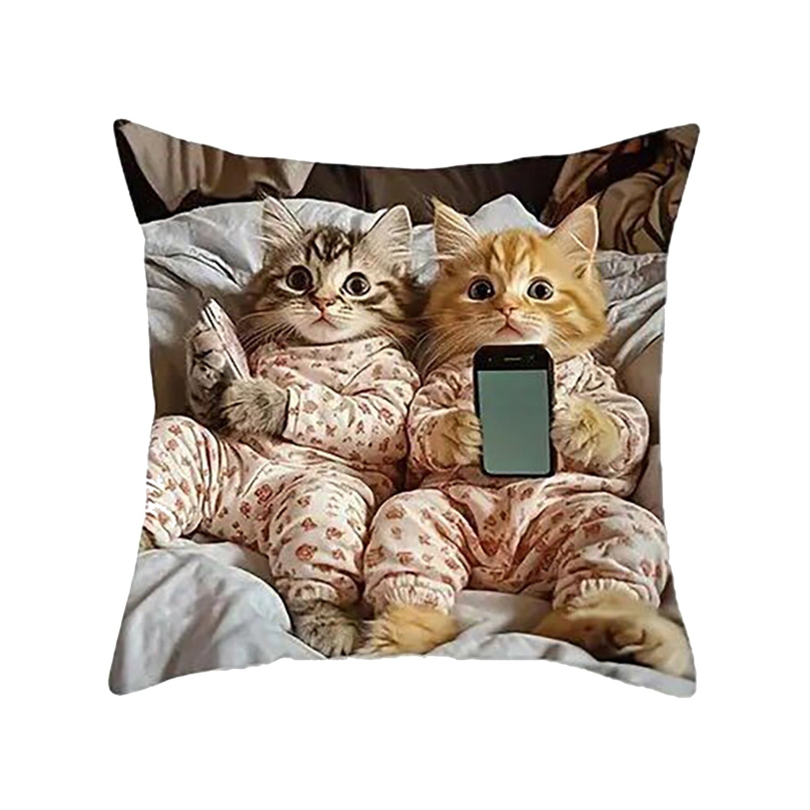 Cats Pillow Covers Decorative Cushion Case Soft Fabric with Hidden ...