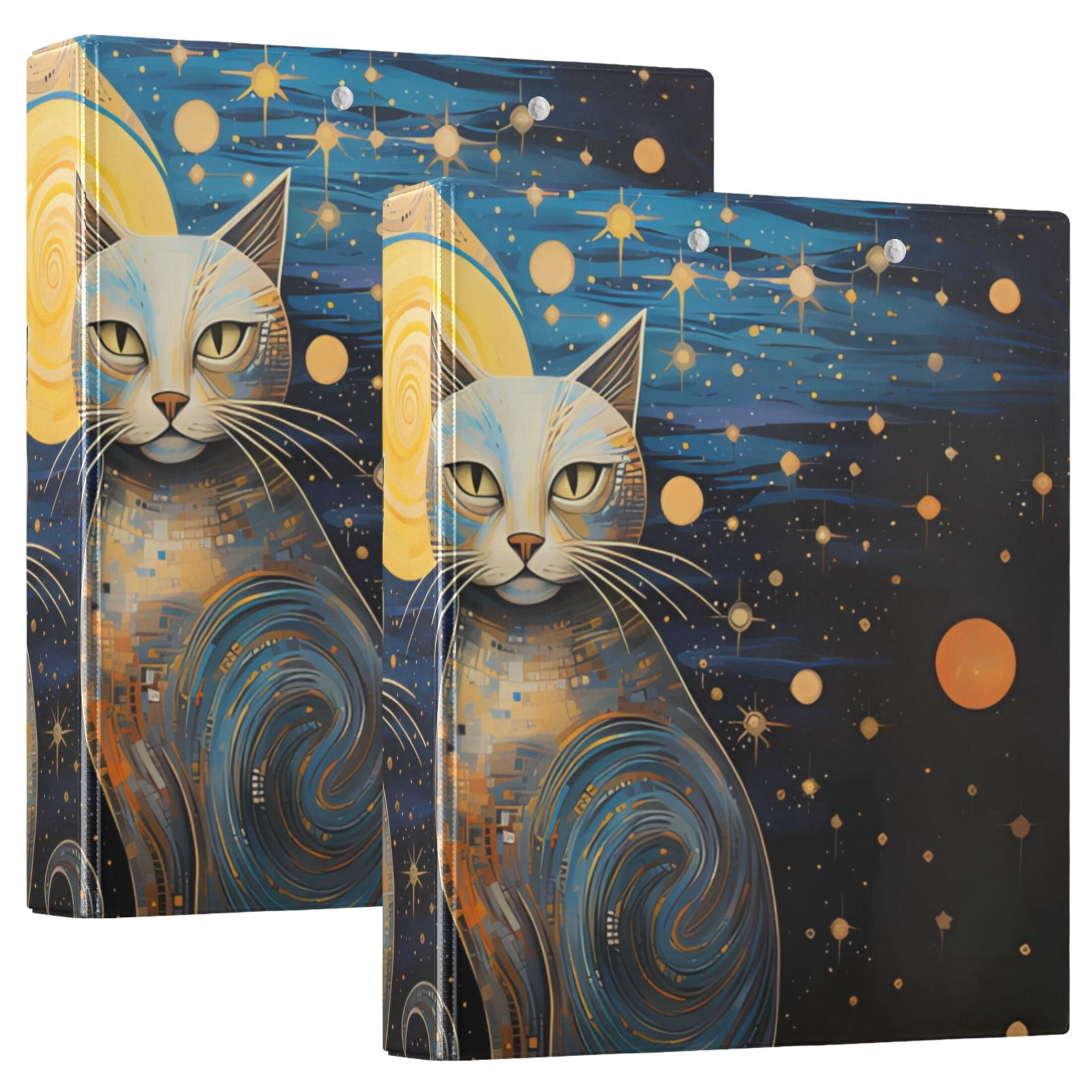 Cats Planet Spots Starry Sky 3 Ring Binders 1.5 inch Hardcover File ...