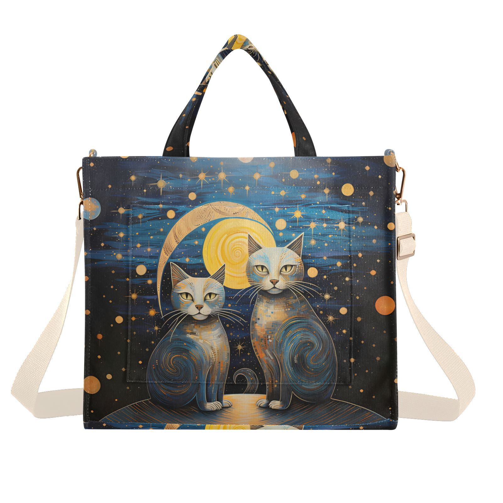 Cats Planet Spots Starry Sky Corduroy Tote Bag Handbag Large Messenger ...
