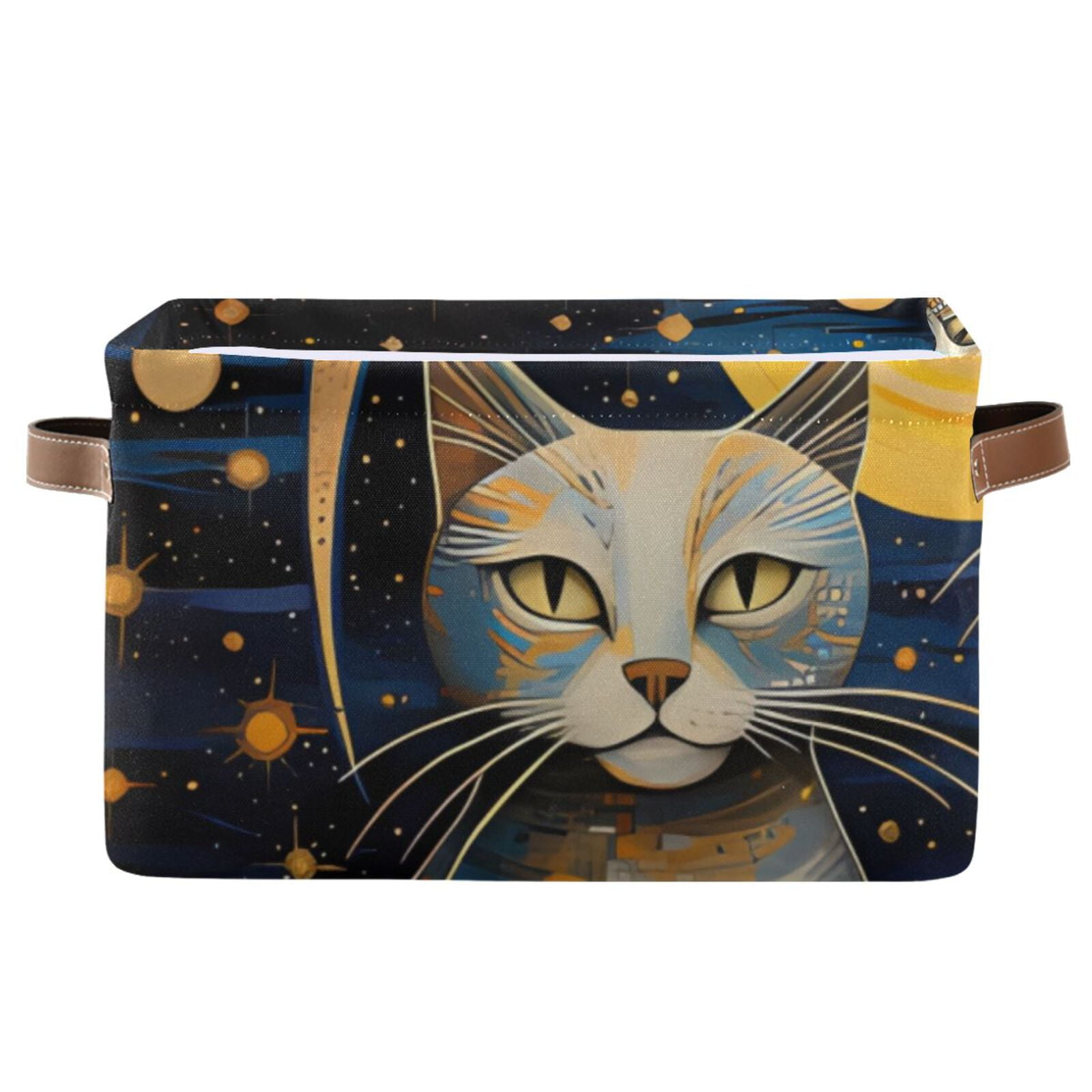 Cats Planet Spots Starry Sky Storage Bins Baskets With Handles Storage ...