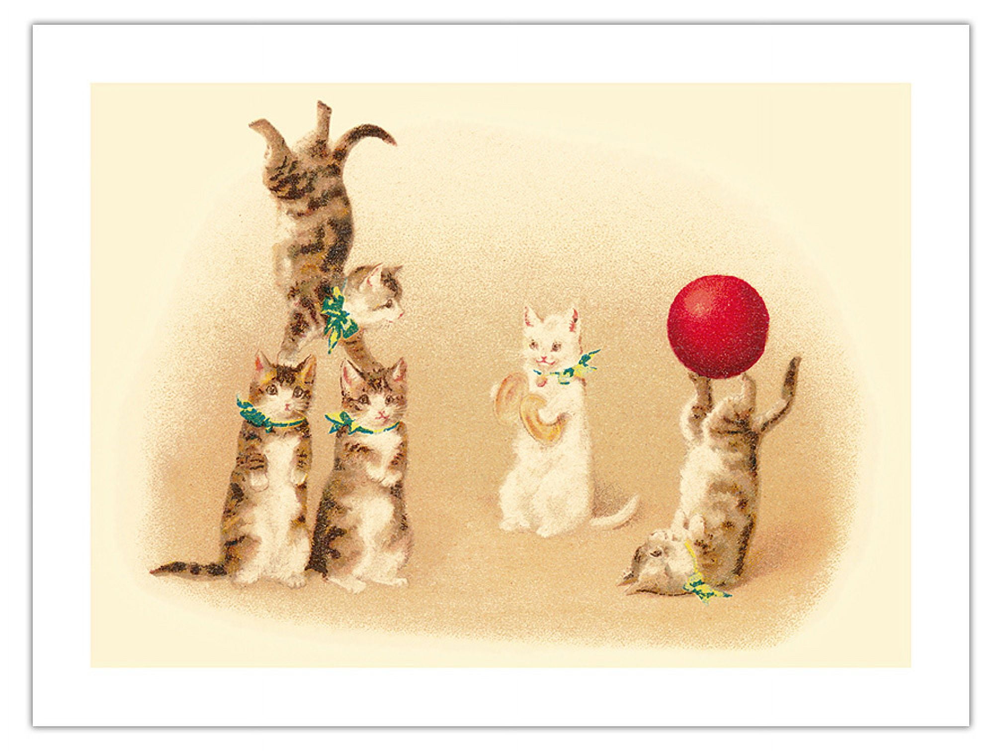 Cats - Playful Kitten Circus - Vintage Circus Poster by Helena Maguire ...