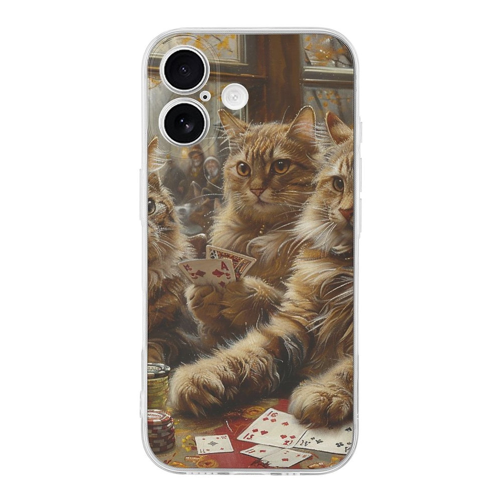 Cats Playing Poker Cards Vintage Phone Case Compatible with iPhone 17 ...