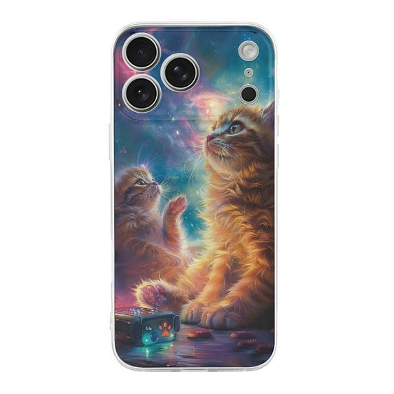 Cats Playing Video Games Psychedelic Transparent TPU Case for iPhone 17 ...