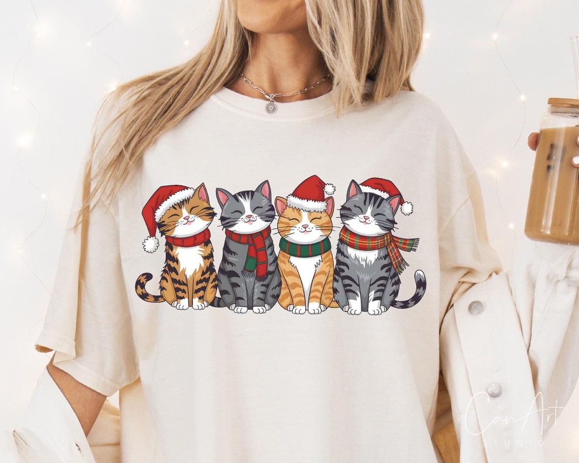 Cats Png, Cute Cats With Santa Claus Hat Png Clipart, Holiday Cat T ...