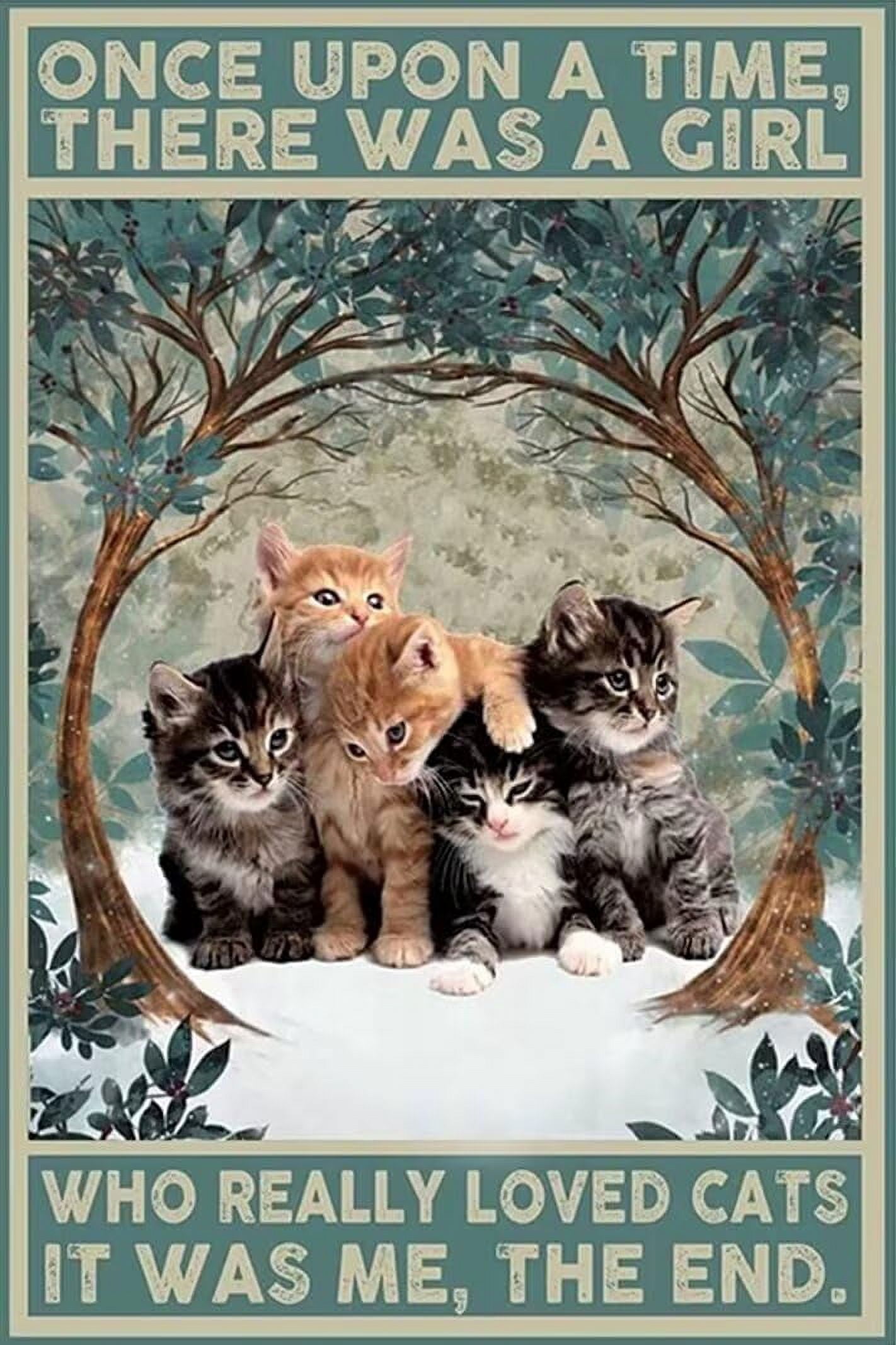 Cats Poster Canvas Wall Art Once Upon A Time There Was A Girl Who ...
